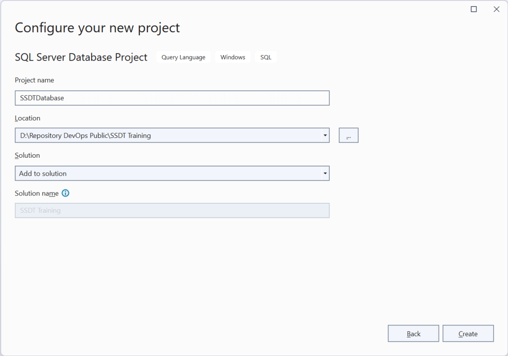 Visual Studio Solution for SSDT – Rogge Heflin